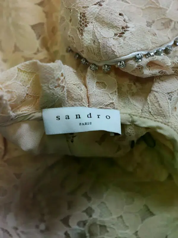 Sandro Antilope Lace Dress With Bead Embellishment And Scalloped Edge