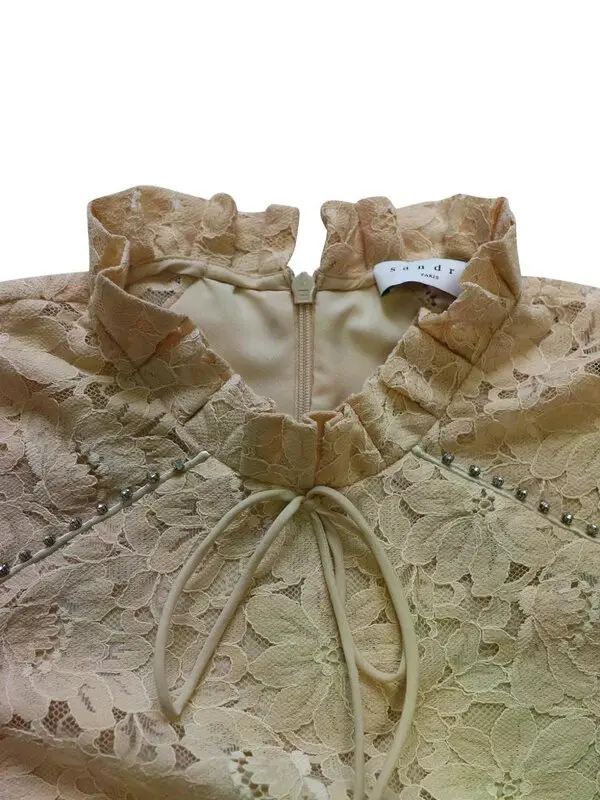 Sandro Antilope Lace Dress With Bead Embellishment And Scalloped Edge