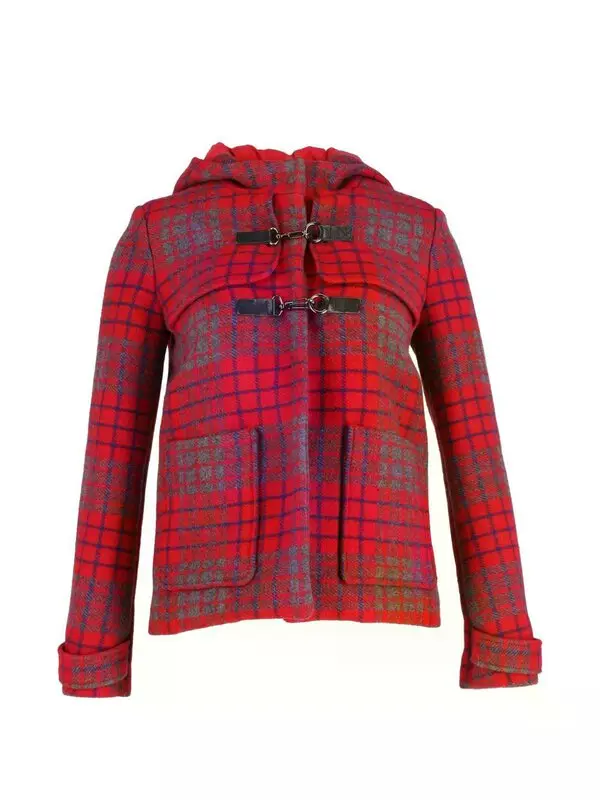 Maje Hooded Checkered Jacket