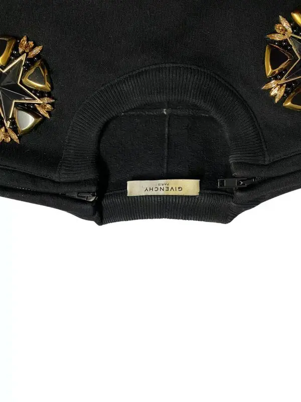 Givenchy Star Embellished Zip Detail Cotton T-shirt