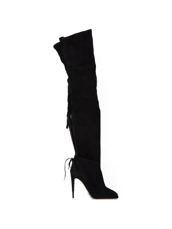 AQUAZZURA Giselle Lace-up Over-the-knee Boots - Black