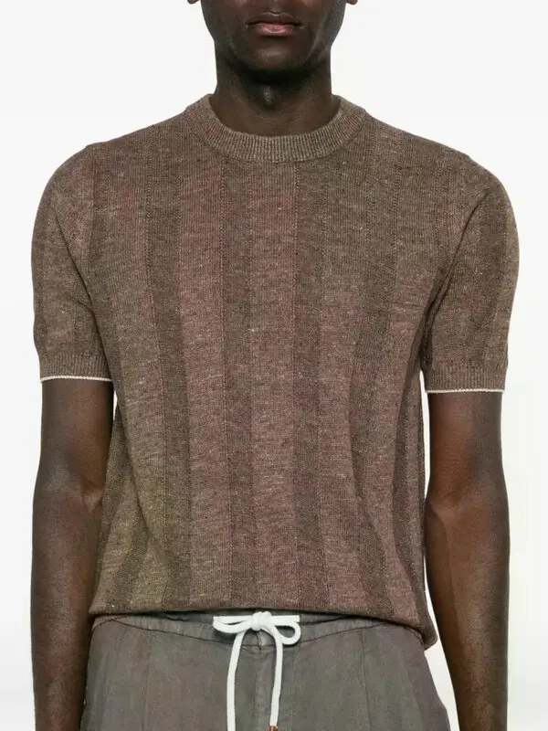 Brunello Cucinelli Ribbed Knit Short Sleeve T-shirt