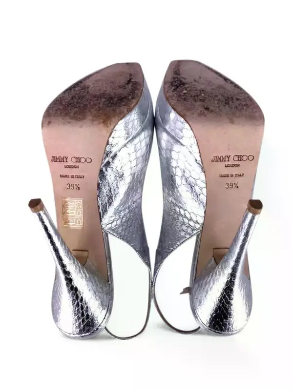 JIMMY CHOO Tone Snakeskin Peep-toe Platform Slingback Pumps