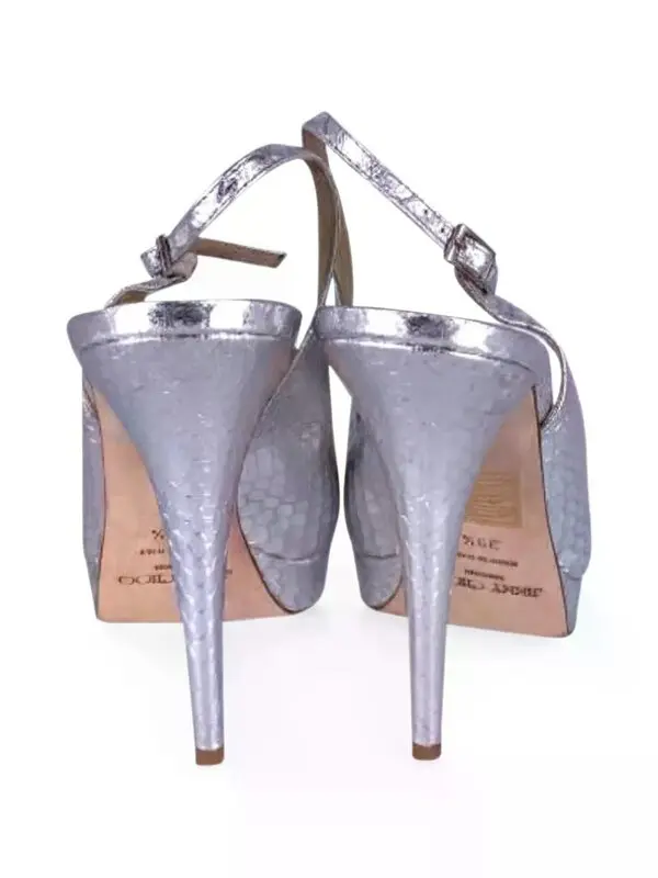 JIMMY CHOO Tone Snakeskin Peep-toe Platform Slingback Pumps