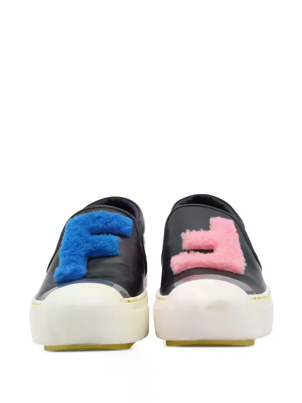 Fendi Leather Slip-on Sneakers With Embellished Logo Detailing