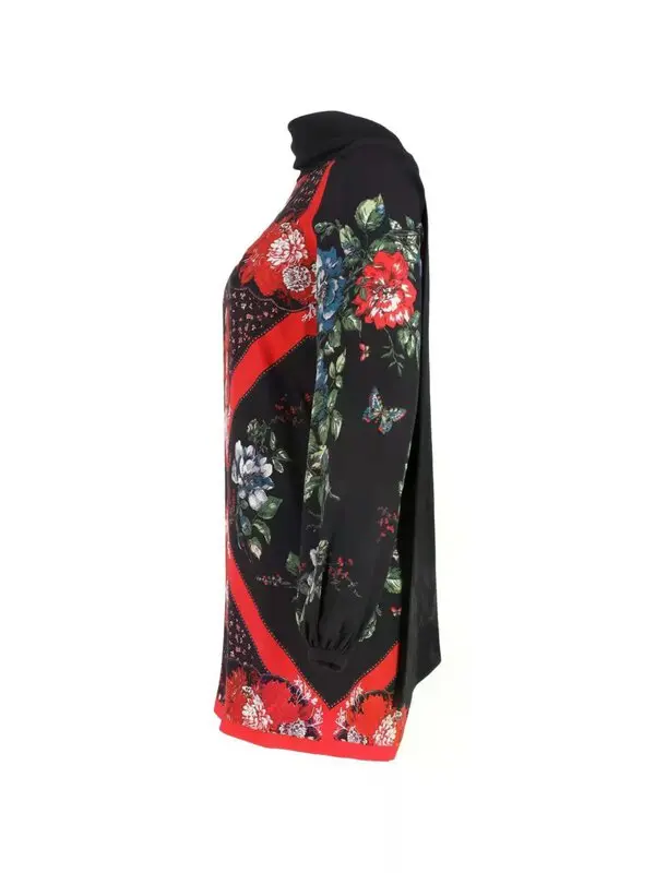 Alexander McQueen Floral Print Long Sleeve Scarf Mini Dress