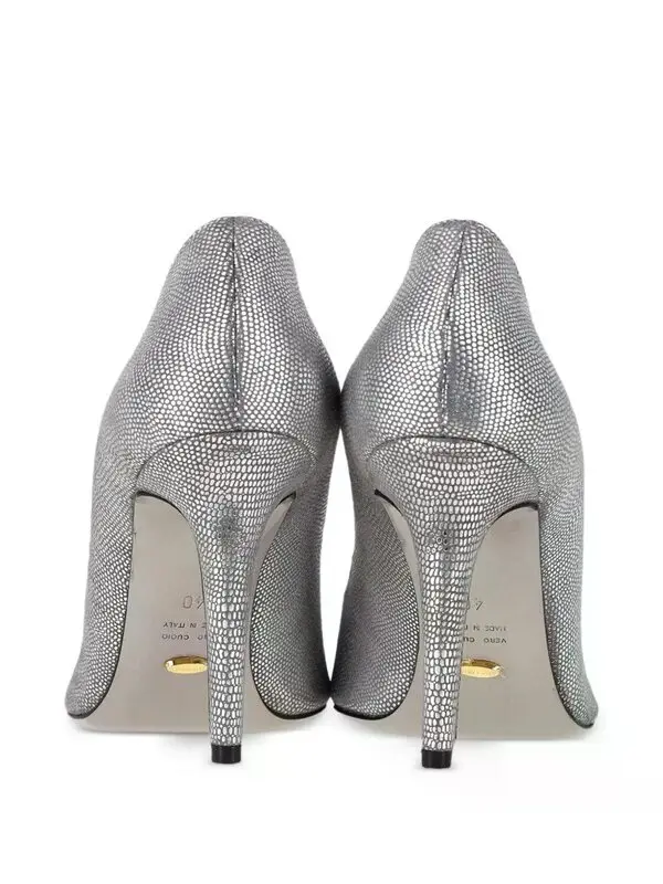 SERGIO ROSSI Metallic Finish Leather Pumps