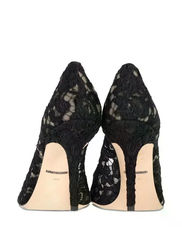 Dolce & Gabbana Lace Embellished Pointed Toe High Heel Pumps - Black