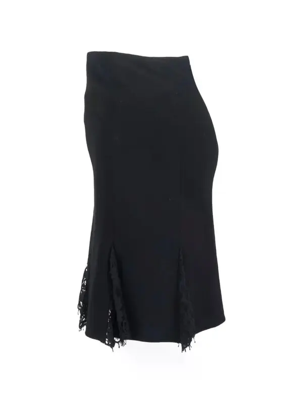 Oscar De La Renta Wool Lace Panel Midi Skirt