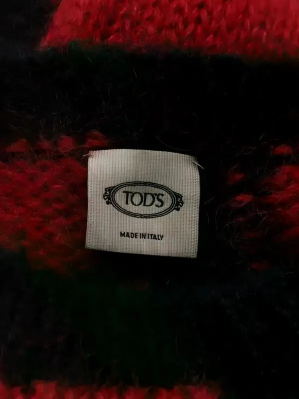 TOD'S Mohair Jumper With Checkered Pattern - Red