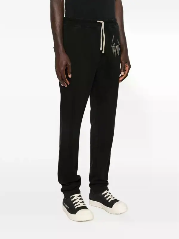 Moncler Rick Owens Embroidered Cotton Track Pants - Black