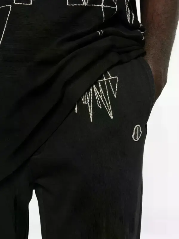 Moncler Rick Owens Embroidered Cotton Track Pants - Black