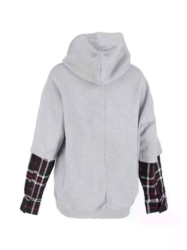 Marni Layered Hoodie With Plaid Sleeves - Grey