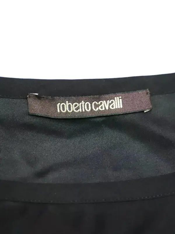 Roberto Cavalli Silk Round Neck Short Sleeve Blouse With Buckle Detail