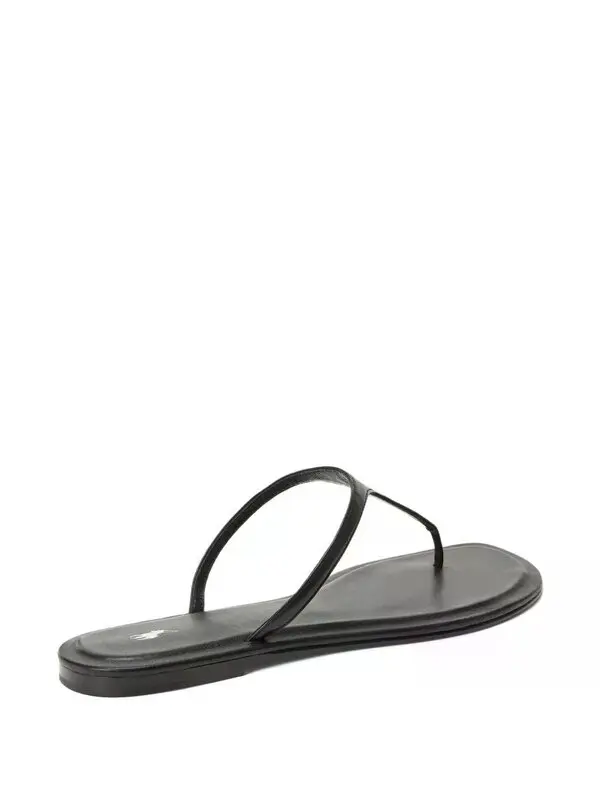 Polo Ralph Lauren Leather Thong Sandals With Signature Pony Detail - Black