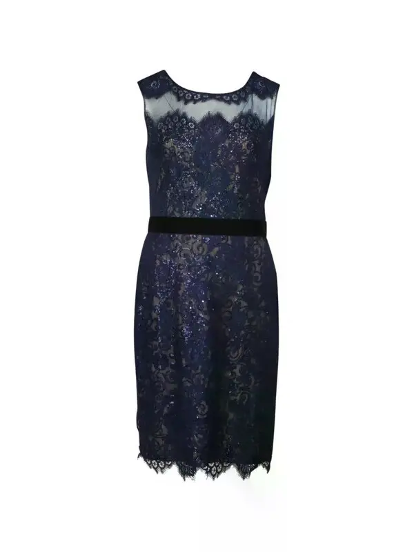 Marchesa Lace Detail Midi Dress - Blue