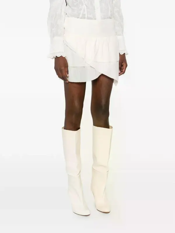 MARANT ETOILE Ruffled Asymmetric Skirt - Neutrals