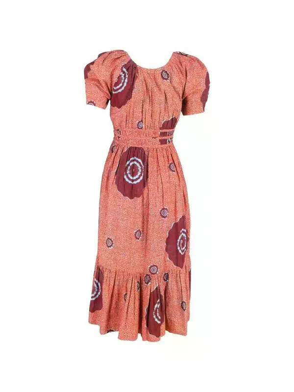 Ulla Johnson Puffed Sleeve Printed Midi Dress