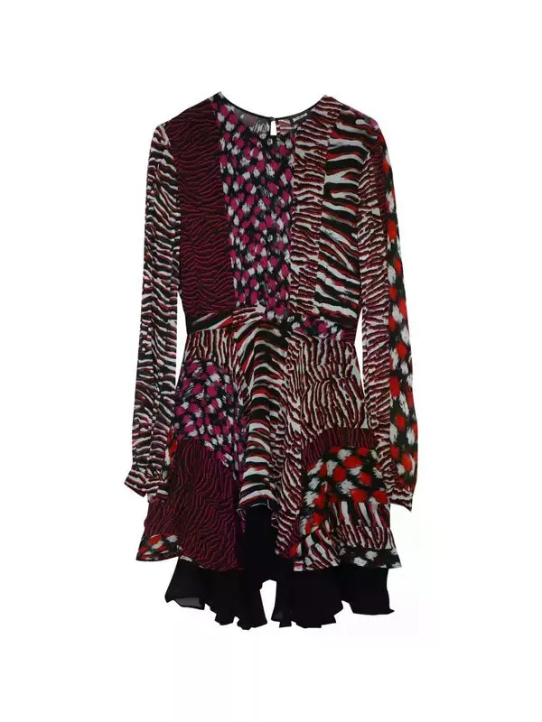 Just Cavalli Animal Print Long Sleeve Dress - Red
