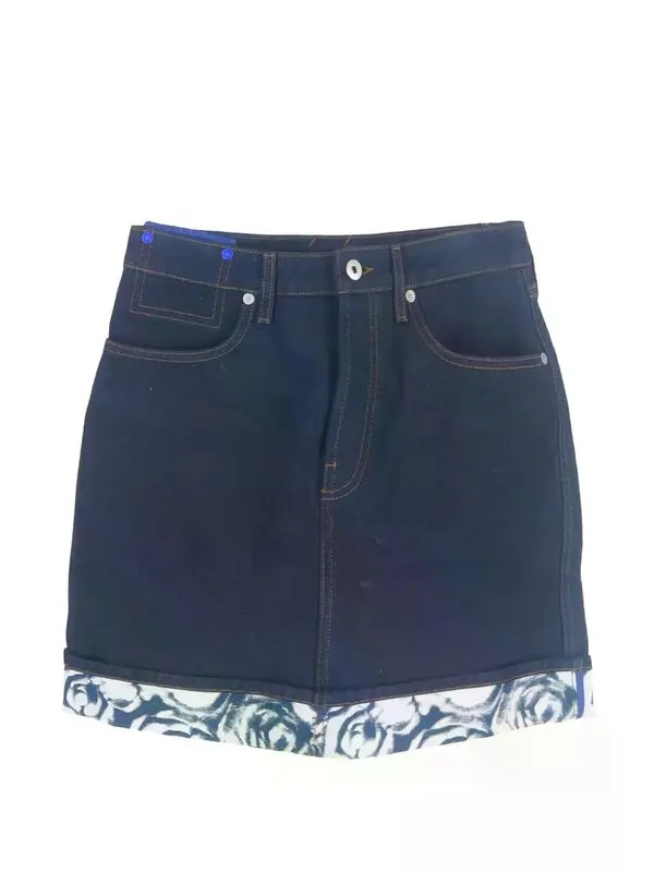 Burberry Printed Hem Denim Mini Skirt - Blue
