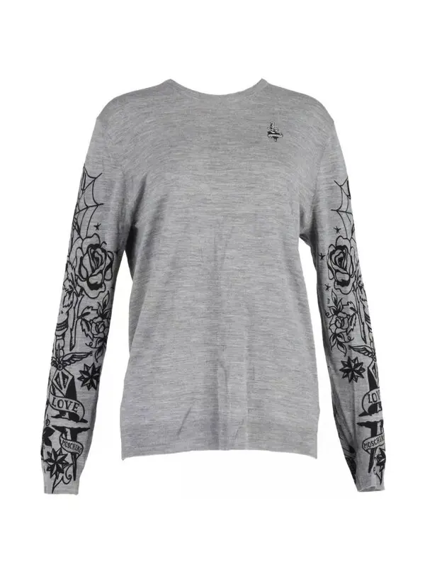 Moschino Wool Sweater With Printed Sleeves