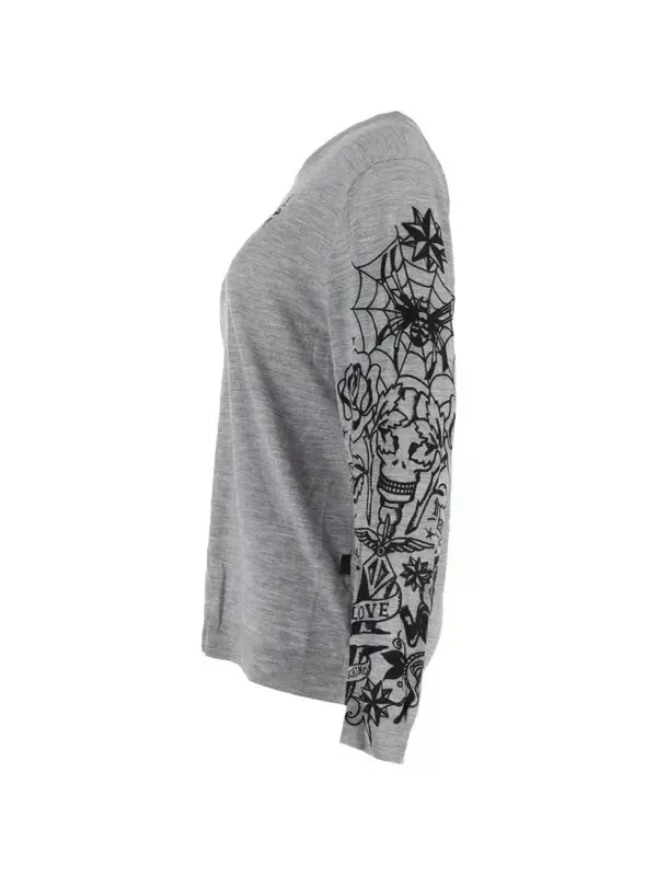 Moschino Wool Sweater With Printed Sleeves