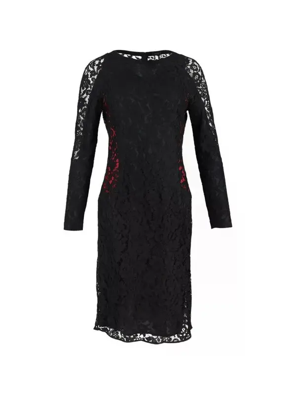 JOSEPH Lace Trim Crewneck Long Sleeve Dress - Black