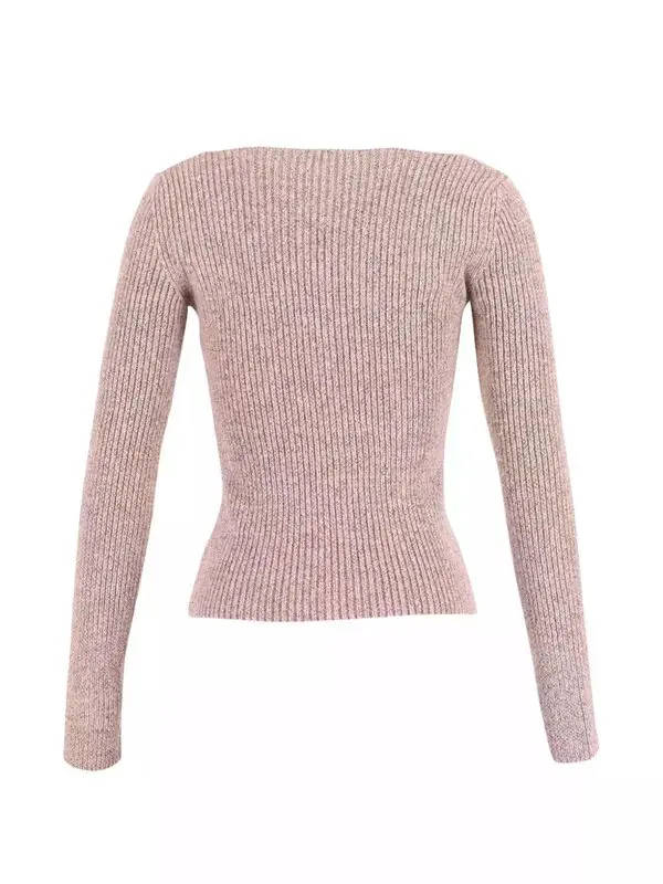 Balenciaga Ribbed Knit V-neck Top With Thumb Slots