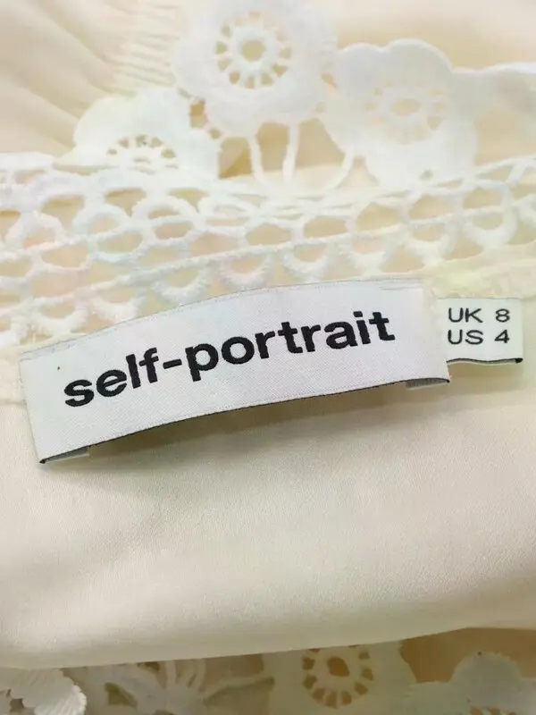 SELF-PORTRAIT Off-the-shoulder Lace Trimmed Top - Neutrals