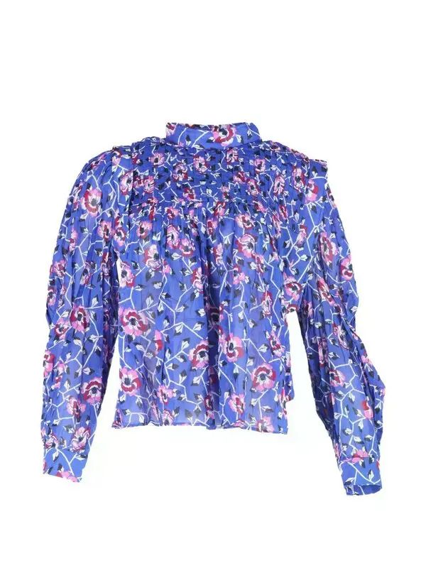 ISABEL MARANT VINTAGE Pintucked Floral Blouse - Blue