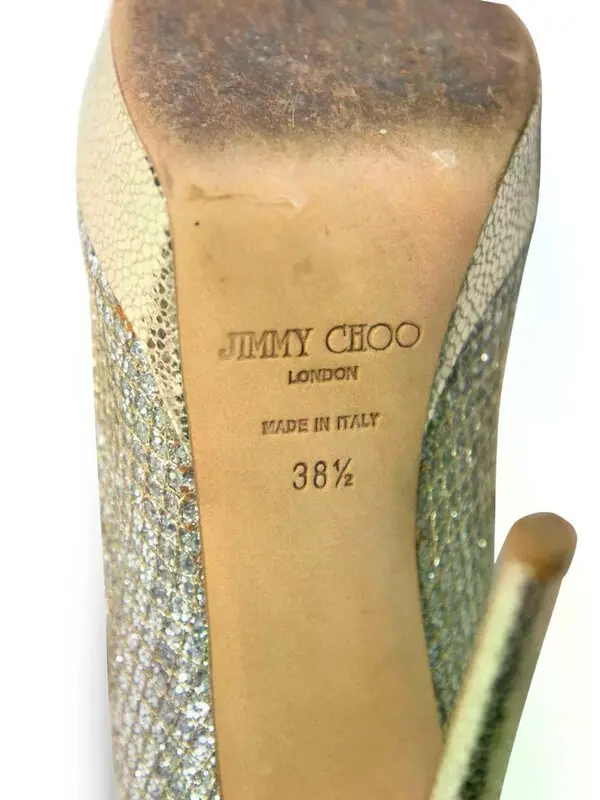 JIMMY CHOO Tone Glitter Peep-toe Platform High Heel Pumps