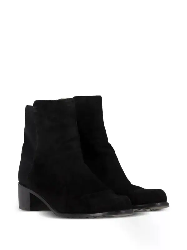 STUART WEITZMAN Suede Round Toe Pull-on Block Heel Ankle Boots