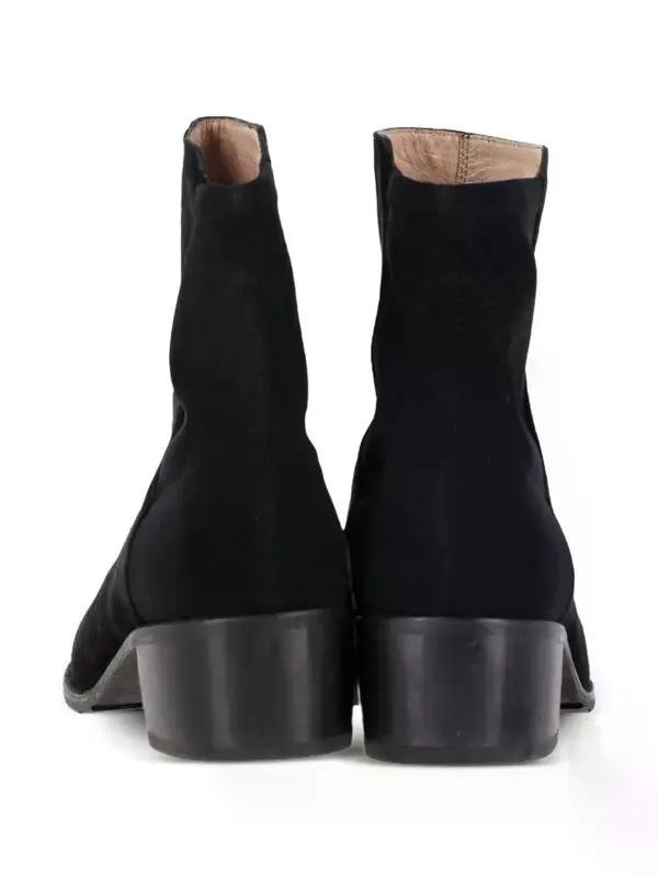 STUART WEITZMAN Suede Round Toe Pull-on Block Heel Ankle Boots