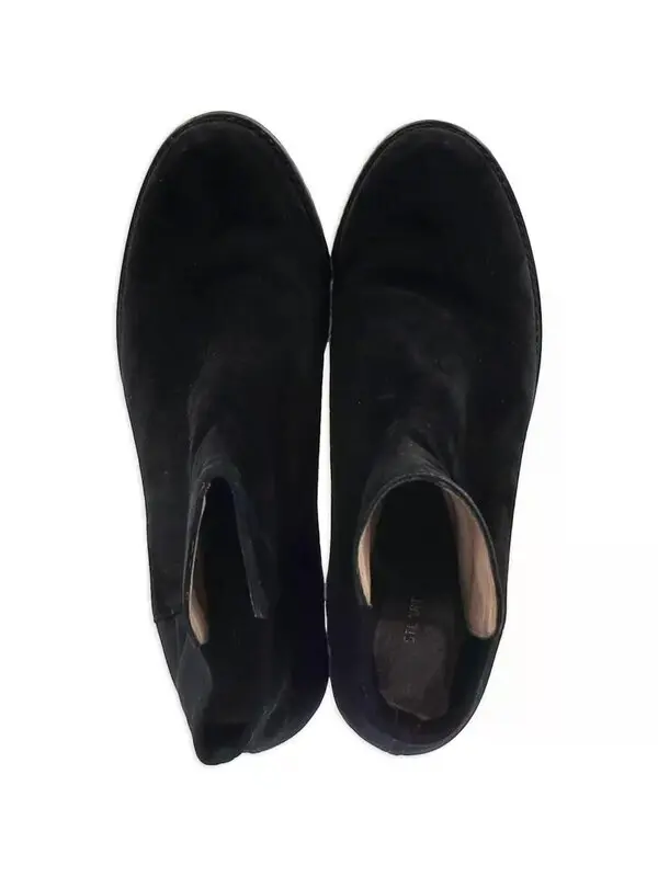 STUART WEITZMAN Suede Round Toe Pull-on Block Heel Ankle Boots
