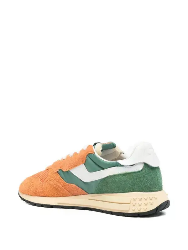 AUTRY Tricolour Panelled Lace-up Sneakers - Orange