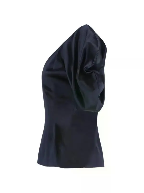 Jacquemus Navy Puffed Sleeve V-neck Blouse