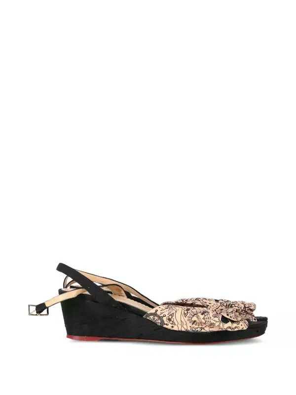 CHARLOTTE OLYMPIA Printed Bow Detail Wedge Sandals - Neutrals