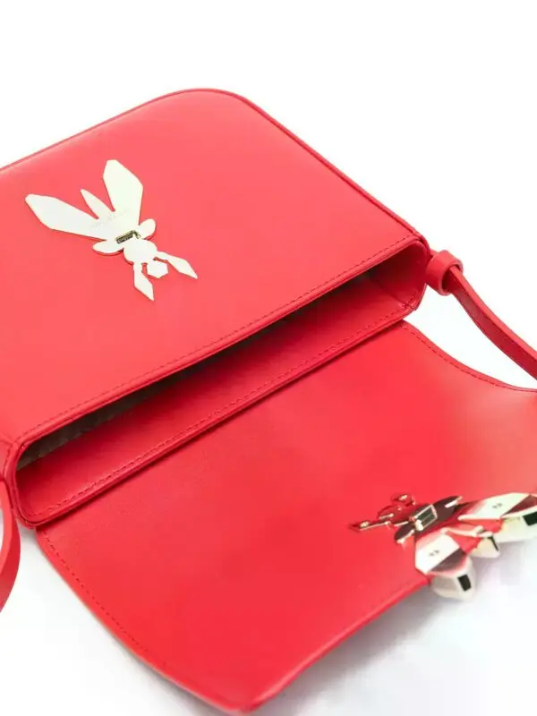 Patrizia Pepe Leather Shoulder Bag With Fly Detail