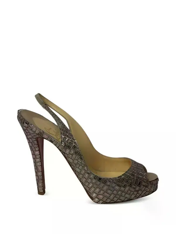 CHRISTIAN LOUBOUTIN Prive Mosaique Open-toe Slingback Pumps - Grey