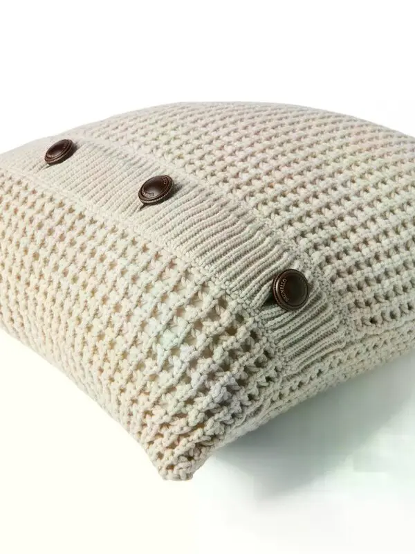 Brunello Cucinelli Buttoned Knit Cushion Pillow - Neutrals