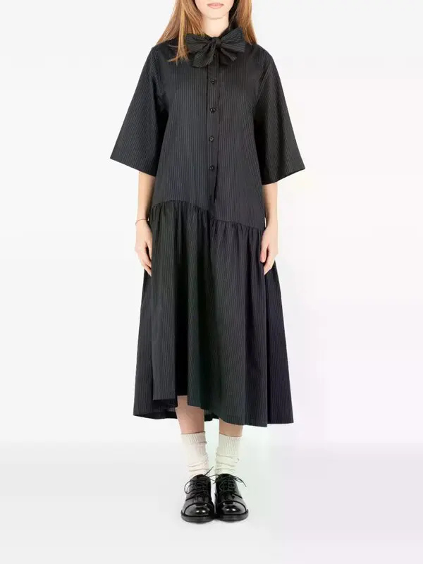 SOCIETE ANONYME Tie-detail Pinstriped Midi Dress