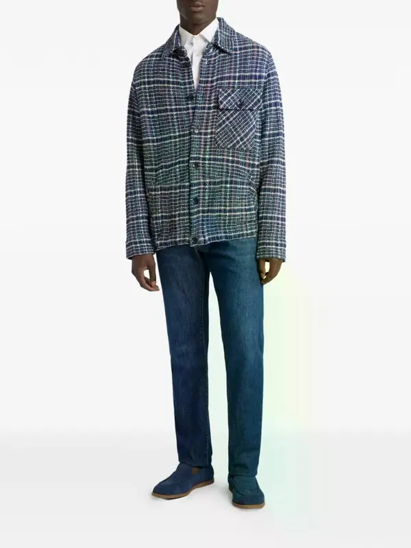 Etro Jacquard Check Jacket - Blue