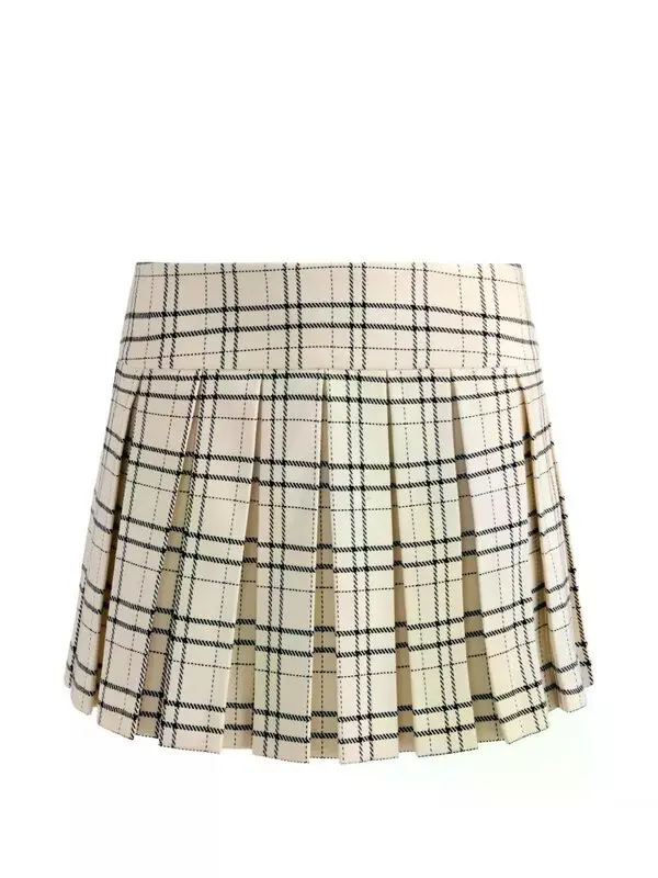 Alice + Olivia Box-pleat Plaid Mini Skirt - Neutrals