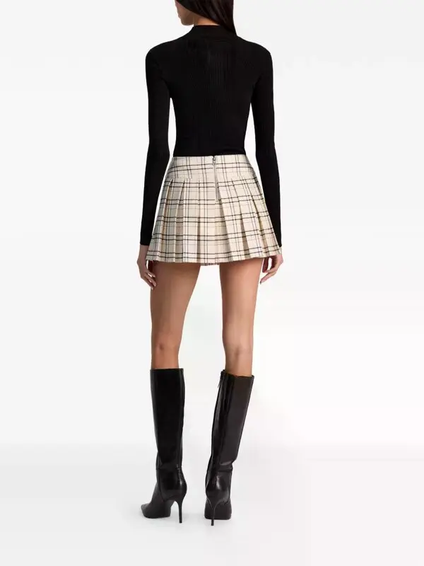 Alice + Olivia Box-pleat Plaid Mini Skirt
