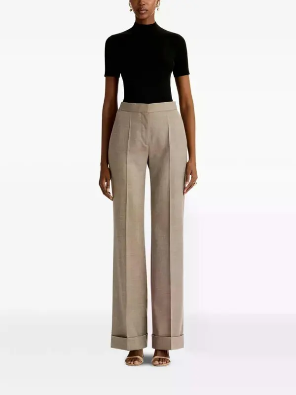 Oscar De La Renta Wide-leg Cuffed Trousers - Neutrals