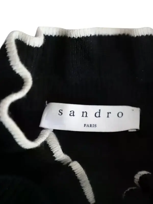 Sandro Ribbed Knit Sweater With Ruffle Trim