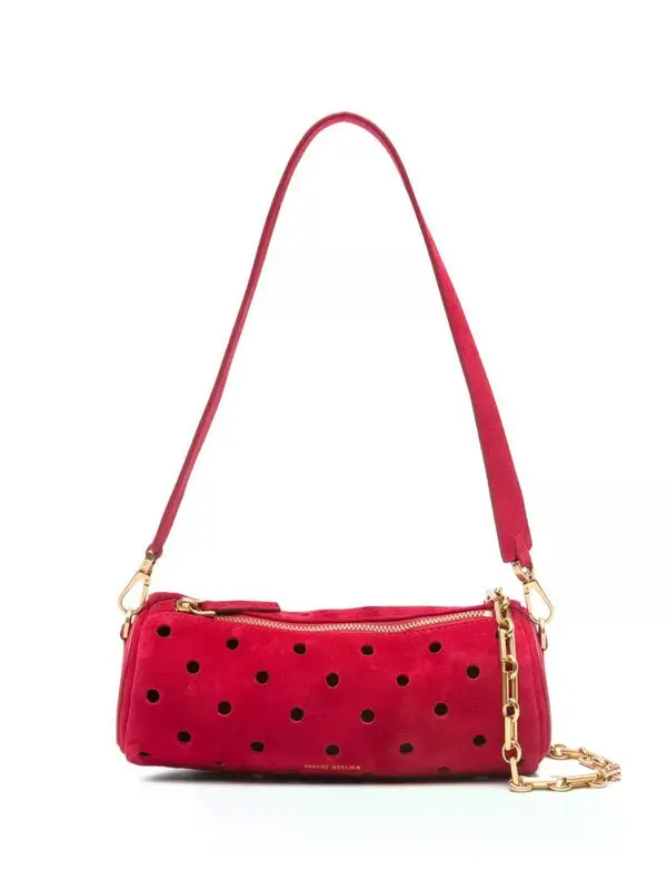 Manu Atelier Mini Cylinder Perforated Shoulder Bag - Red