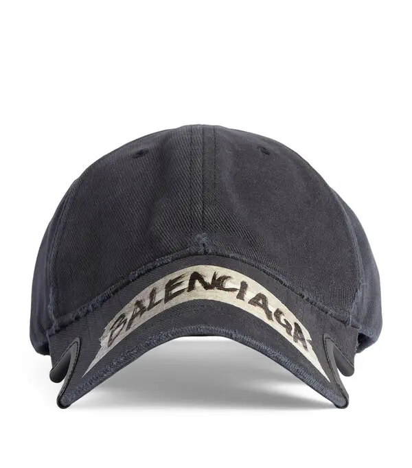 Balenciaga Cotton Masking Tape Logo Cap - Black