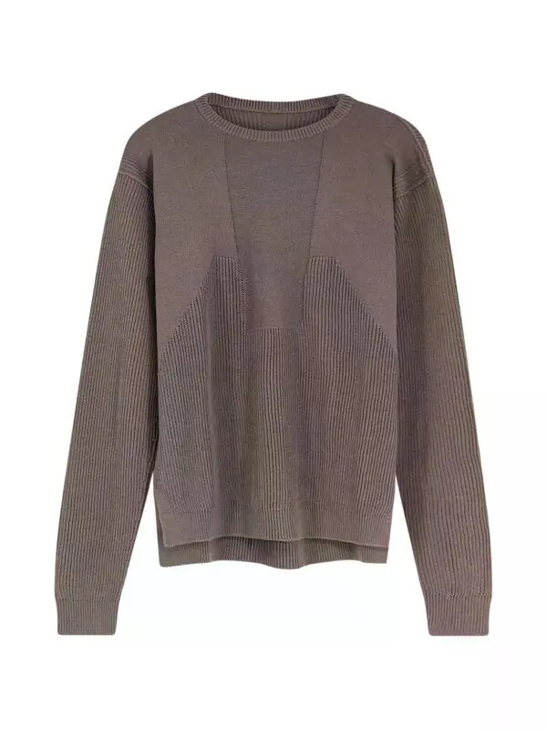 Rick Owens Ribbed Knit Crew Neck Long Sleeve Sweater - Brown