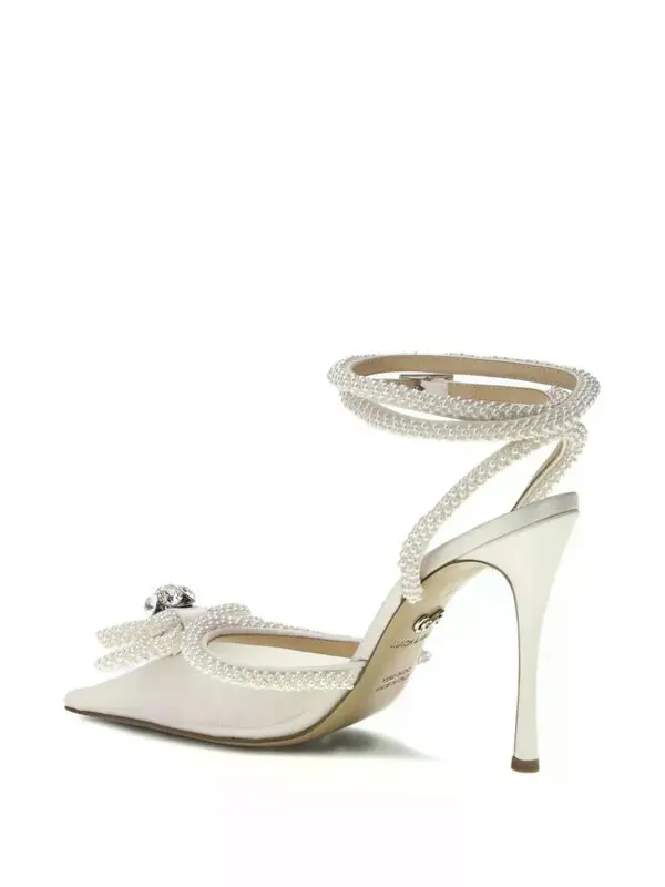 Mach & Mach Pearl Bow Mesh Heeled Pumps